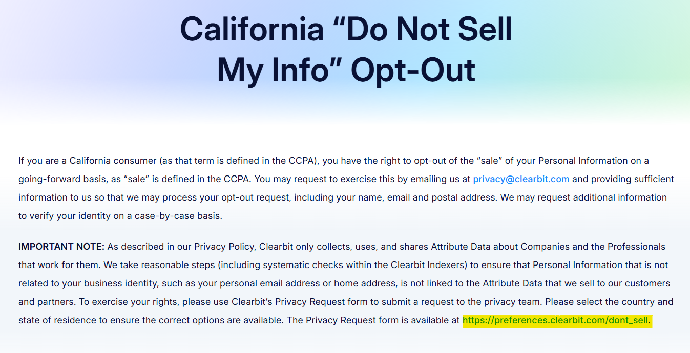 Clearbit Opt Out Guide - JoinDeleteMe