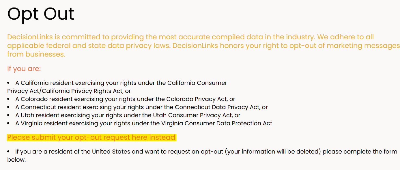 DecisionLinks Opt Out Guide - JoinDeleteMe
