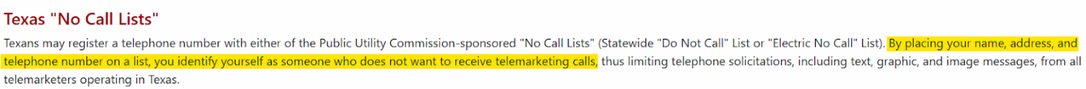 Do Not Call List Texas - JoinDeleteMe