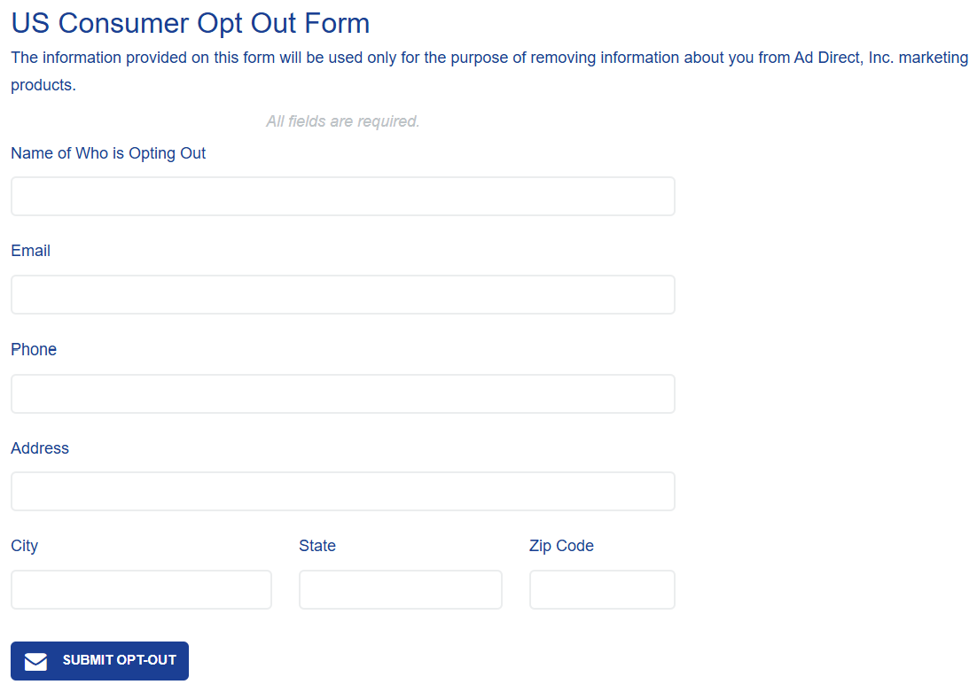 AdDirectInc Opt Out Guide - DeleteMe
