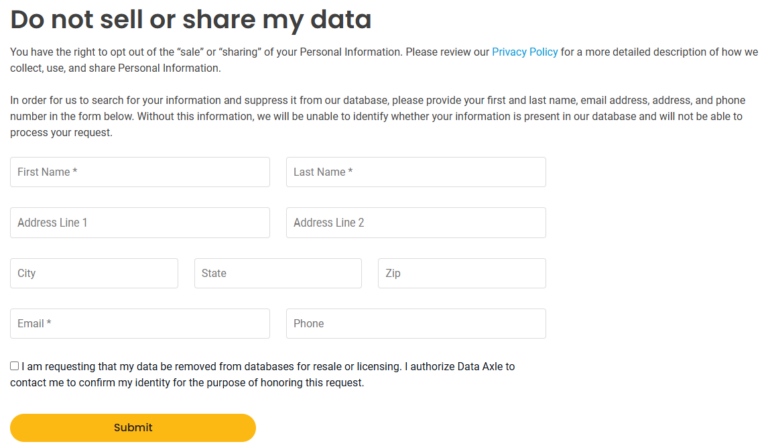Data-Axle Opt Out Guide - DeleteMe